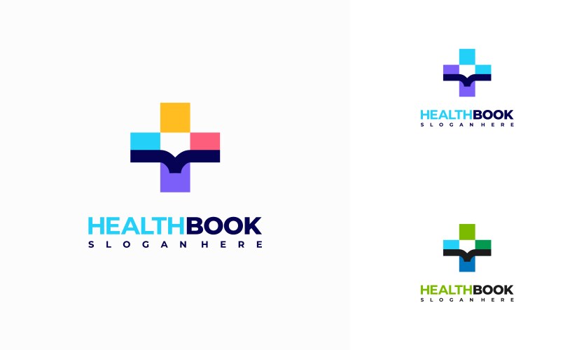 Health book logo designs concept Royalty Free Vector Image