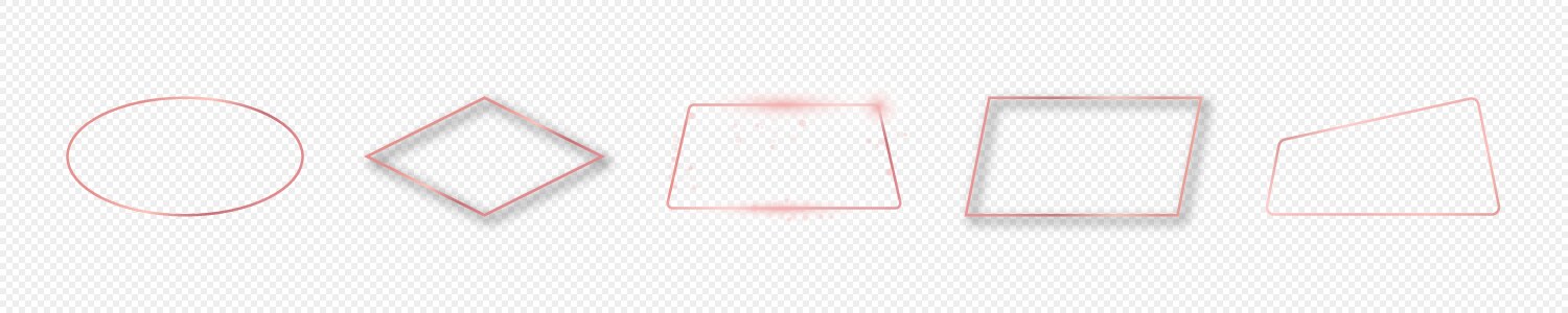 Rose gold glowing different geometric shape frame Vector Image