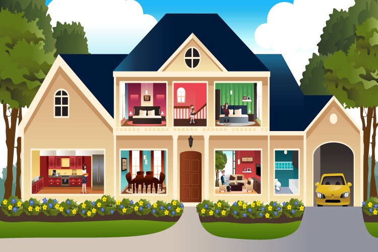 Family home Royalty Free Vector Image - VectorStock