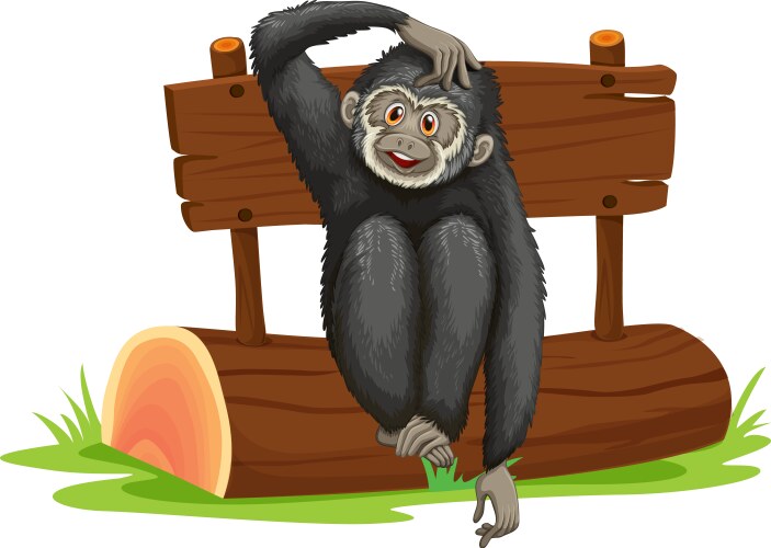 Cartoon smiling gibbon Royalty Free Vector Image