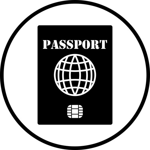 Passport with chip icon Royalty Free Vector Image