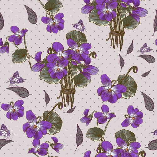 3d violet color flowers seamless pattern floral Vector Image