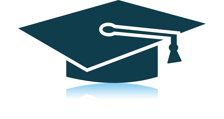 Isometric line graduation cap with shield icon Vector Image