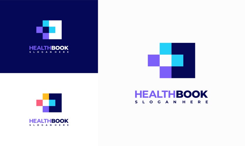 Health book logo designs concept Royalty Free Vector Image
