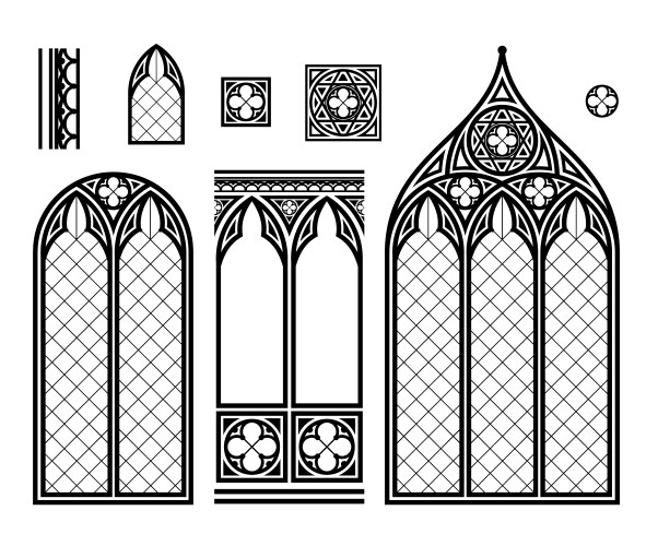 Cartoon medieval window of castle glass Royalty Free Vector