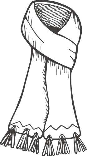 White winter scarf outline drawings Royalty Free Vector