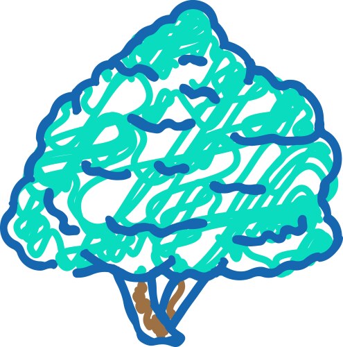 Neem tree jungle amazon icon doodle Royalty Free Vector