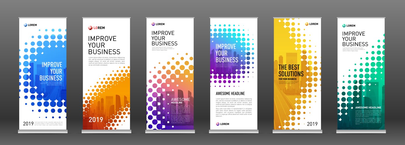 Roll up banner vertical design template Royalty Free Vector