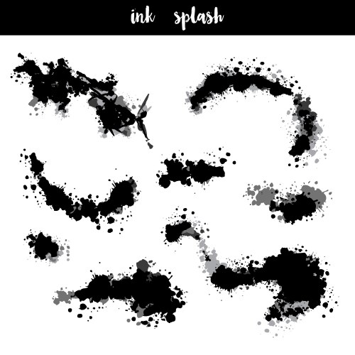 Ink splatter grunge liquid paint splashes Vector Image