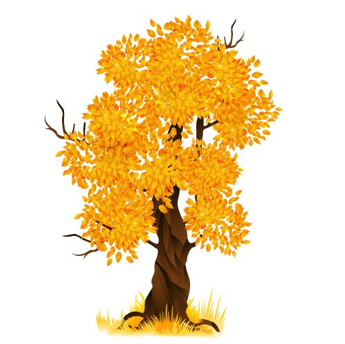 Windy with an autumn yellow tree Royalty Free Vector Image