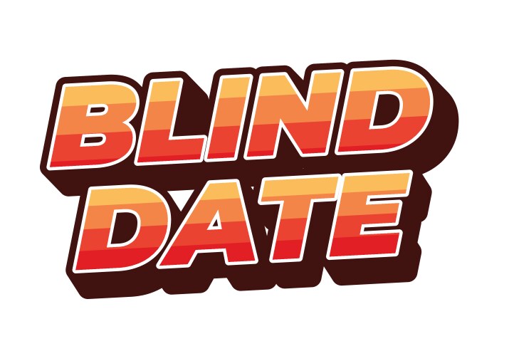 Blind date text effect in 3d style with eye Vector Image