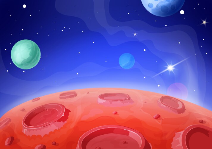 Cartoon space landscape cosmic planet surface Vector Image