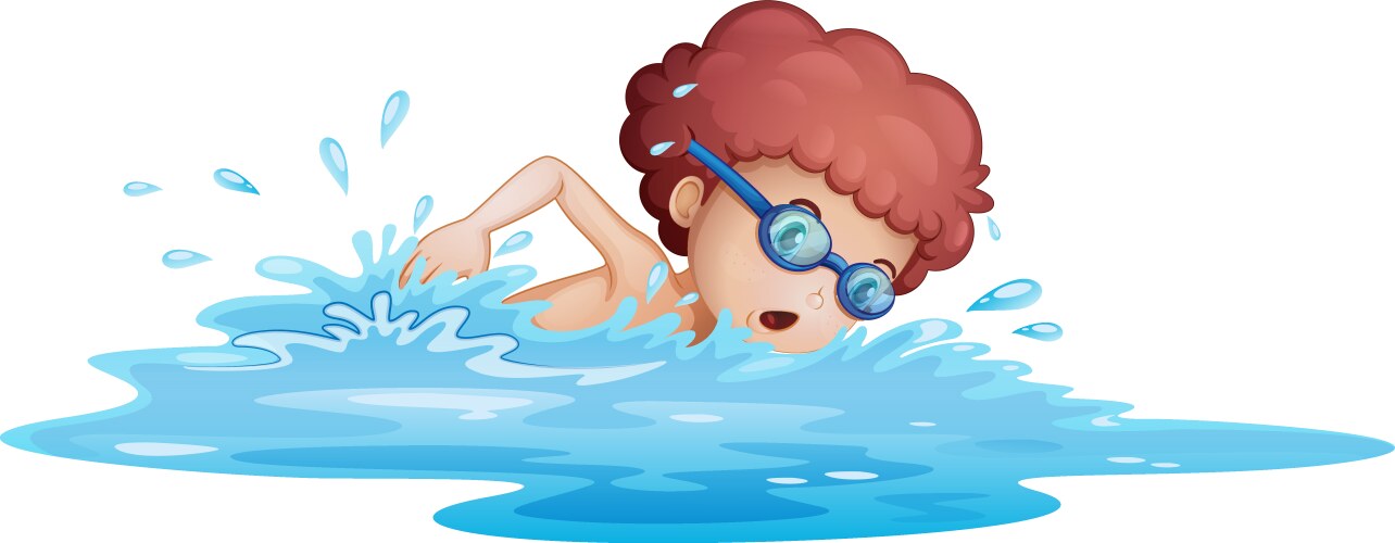 Cartoon little boy swimmer in swimming pool Vector Image