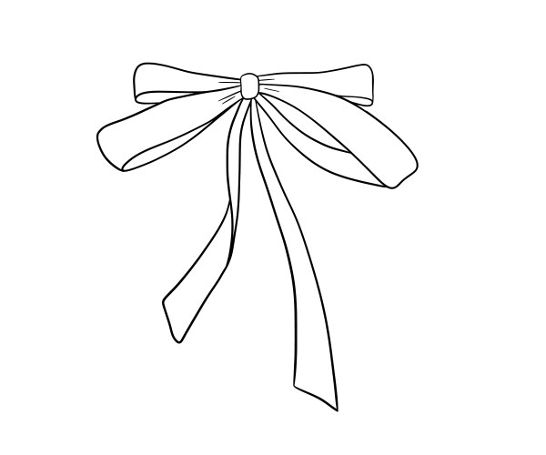 Coquette bow outline drawing Royalty Free Vector Image