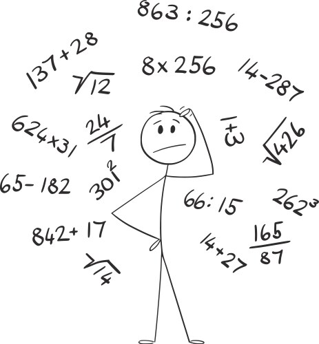 Teacher or student writing numbers on whiteboard Vector Image
