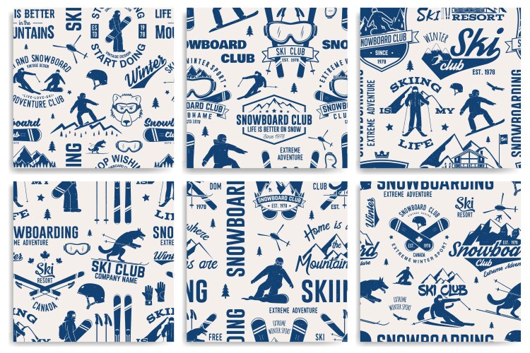 Ski and snowboard club emblem Royalty Free Vector Image