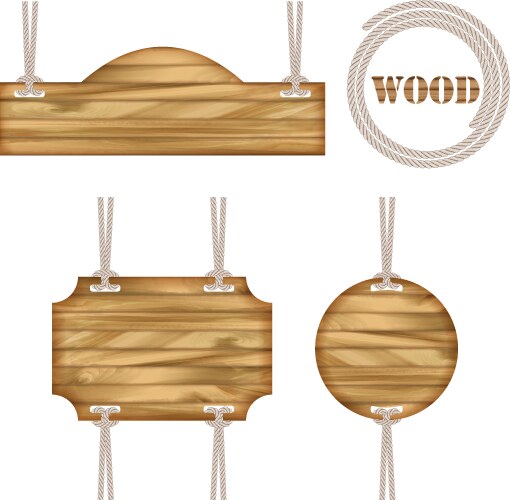 Wooden Sign with Rope Royalty Free Vector Image