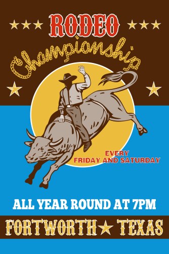Rodeo cowboy texas longhorn bull Royalty Free Vector Image
