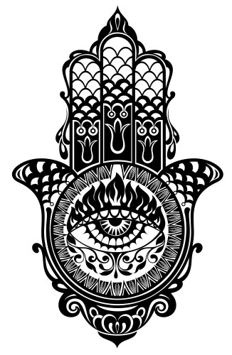 Hamsa hand with evil eye simple minimalist design Vector Image