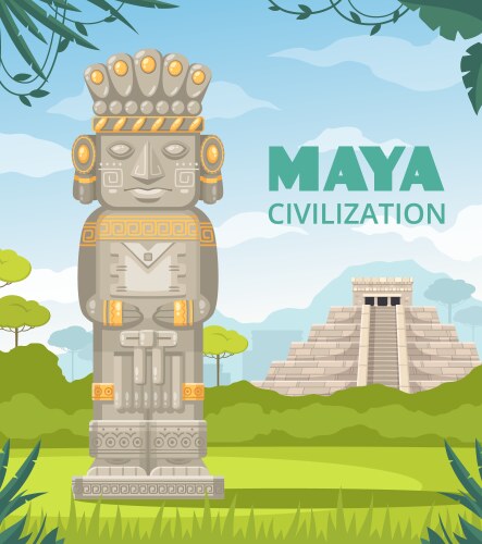 Maya civilization cartoon frame Royalty Free Vector Image