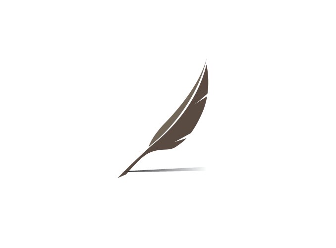 Feather quill pen golden ink logo Royalty Free Vector Image