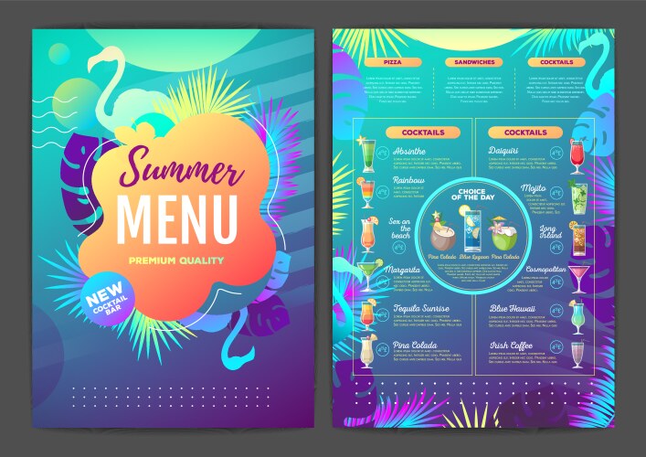 Cocktail menu Royalty Free Vector Image - VectorStock
