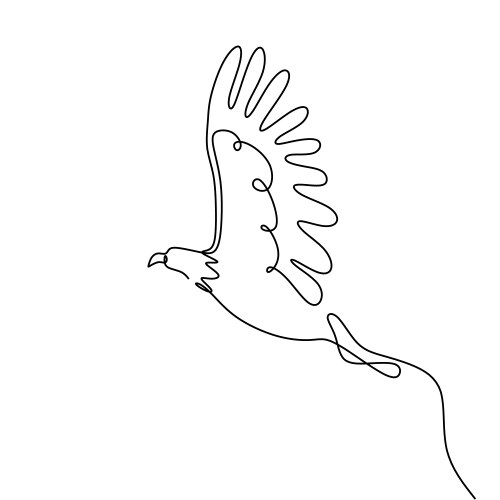 Single one line drawing adorable flying Royalty Free Vector