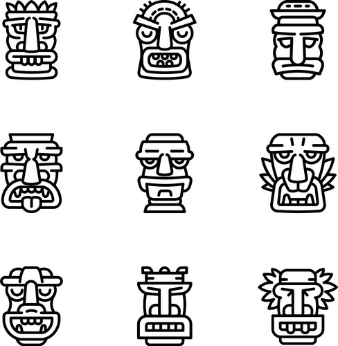 Emoji Aztec Outline Vector Images (51)