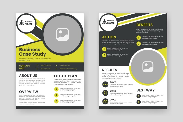Business case study layout flyer Royalty Free Vector Image