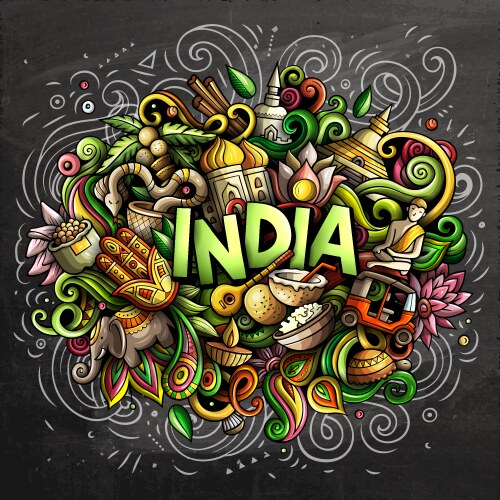 Bharat india hand drawn cartoon doodles Royalty Free Vector