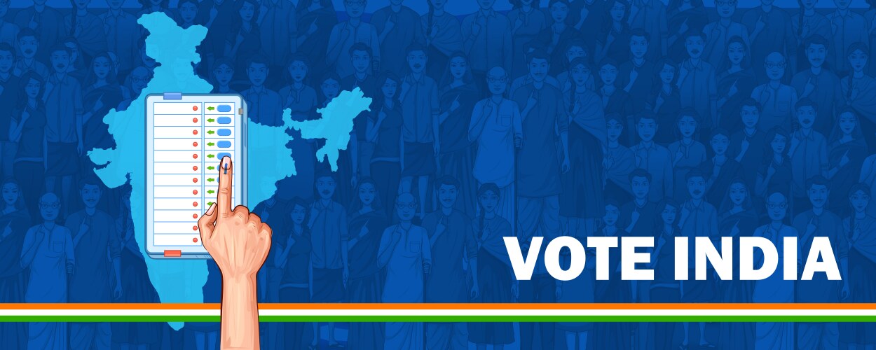 Indian people hand with voting sign showing Vector Image