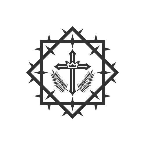 Heart crown thorns and cross Royalty Free Vector Image