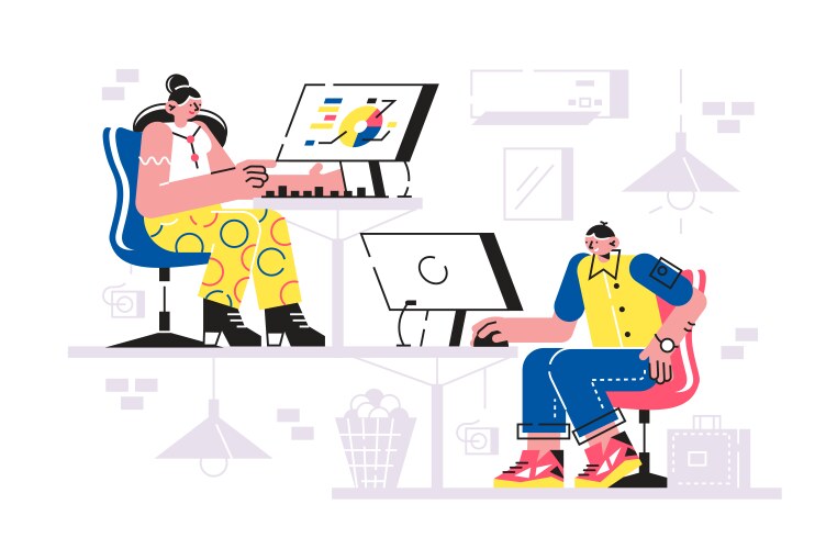 Man office employee day routine Royalty Free Vector Image