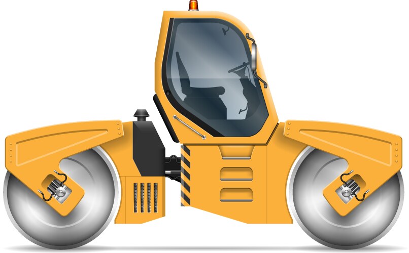 Realistic road roller front view modern heavy Vector Image