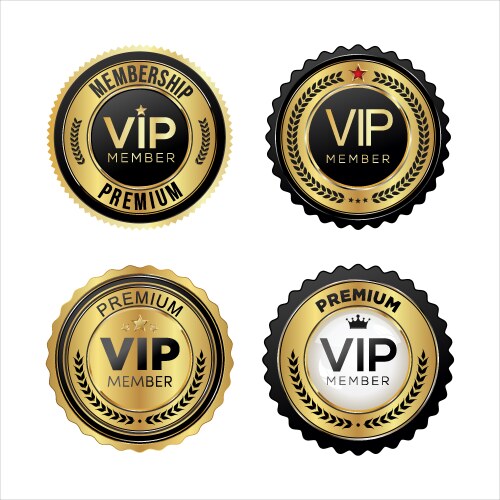 Vip premium membership golden badge on white Vector Image