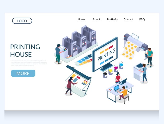 Printing services website landing page Royalty Free Vector