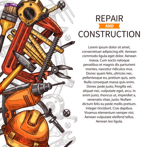 Repair tool sketch for construction and carpentry Vector Image