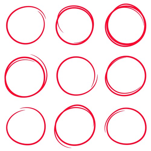 Set hand drawn red scribble circles Royalty Free Vector