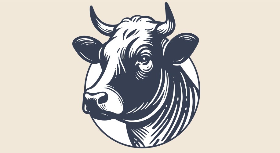 Cow bull beef black head silhouette Royalty Free Vector