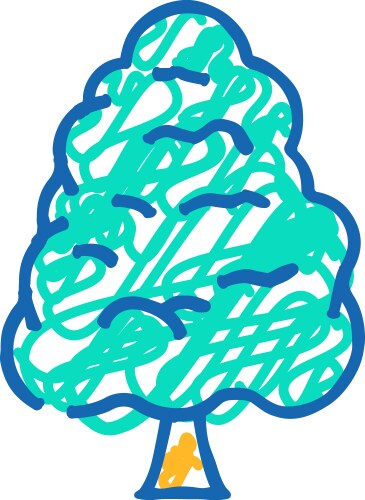 Neem tree jungle amazon icon doodle Royalty Free Vector