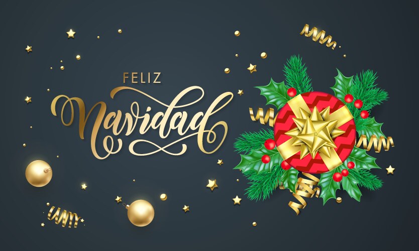 Merry christmas and happy new year in spanish Vector Image