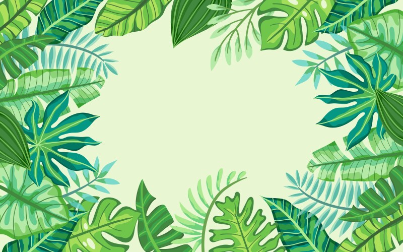 Jungle animals card frame animal tropical leaves Vector Image