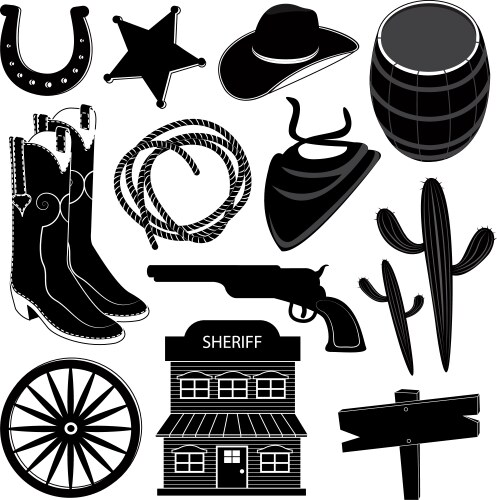 Old west set Royalty Free Vector Image - VectorStock