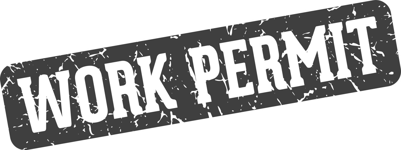 Work permit rectangular sign stamp Royalty Free Vector Image