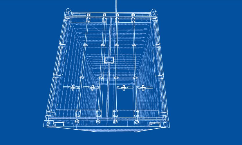 Cargo container wire-frame style Royalty Free Vector Image