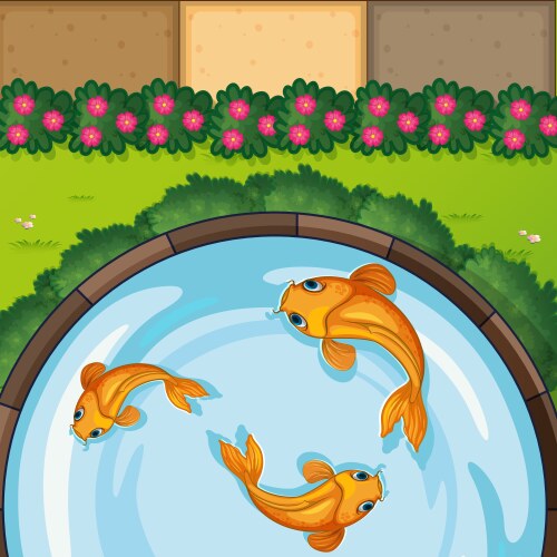 Cartoon koi fish swimming in pond Royalty Free Vector Image