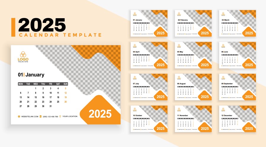 Abstract 2025 new year calendar template Vector Image