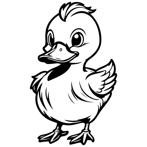 Drawing cartoon duck hand drawn line transparent Vector Image