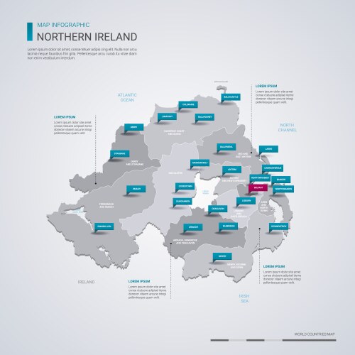 Map northern ireland with districts Royalty Free Vector