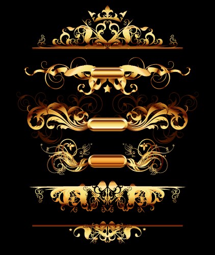 Golden calligraphic design elements Royalty Free Vector
